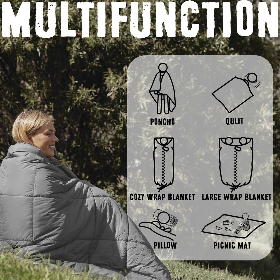 3M Thinsulate Insulation Puffy Camping Blanket for Cold Weather, Queen ...
