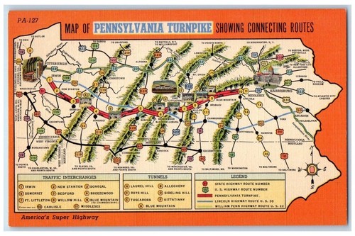 Map Of Pennsylvania Turnpike Showing Connects Routes Super Highway ...
