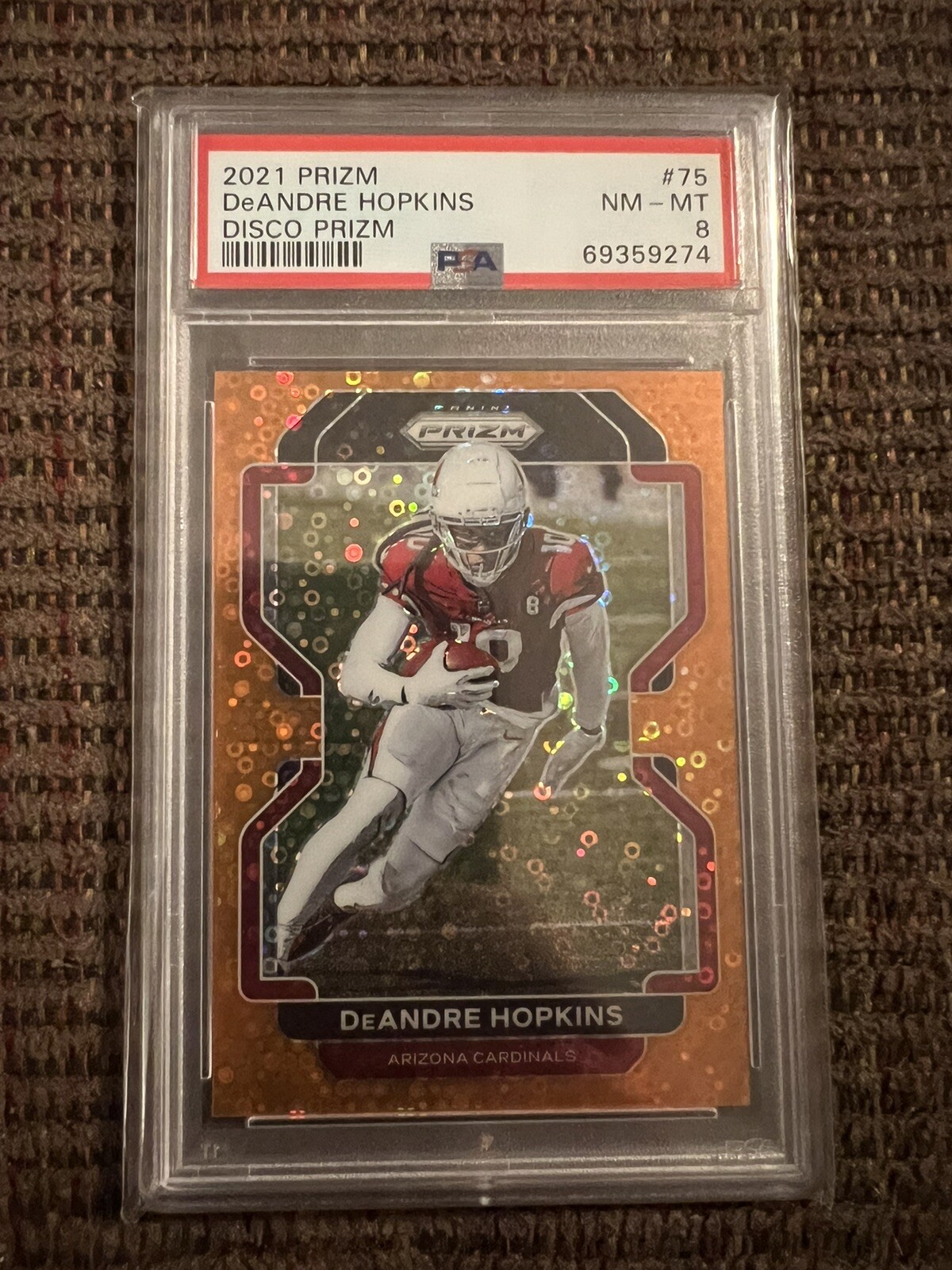 2021 Panini Prizm DeAndre Hopkins Orange Disco Prizm #75 PSA 8 POP 1 ...