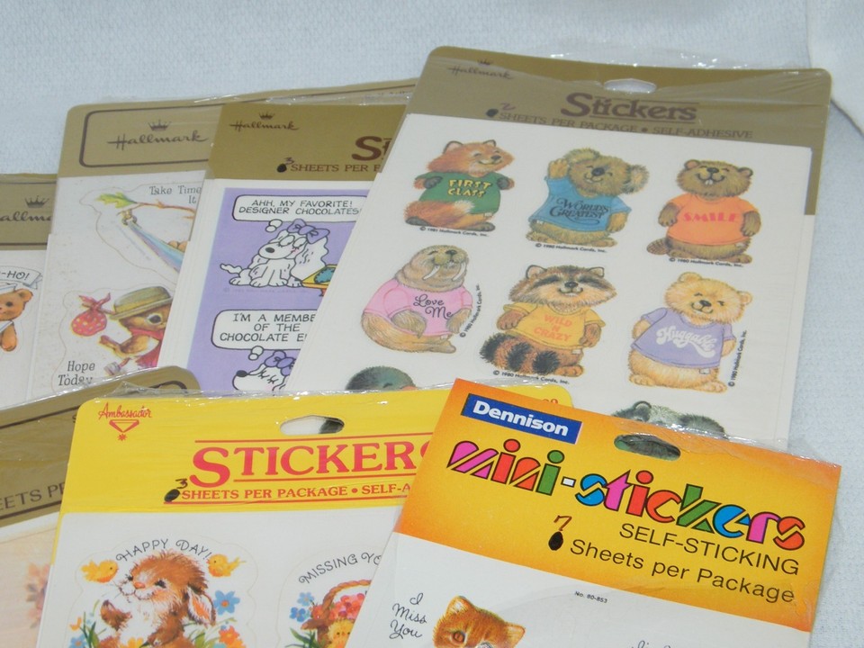 Vintage Hallmark / Dennison Kitten Bunny Mice Animal Sticker/Seals ...