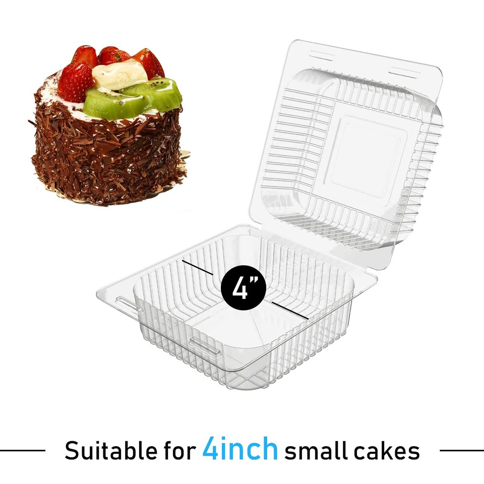 Cake Slice Containers,200PC Square Plastic Hinged Food Container ...