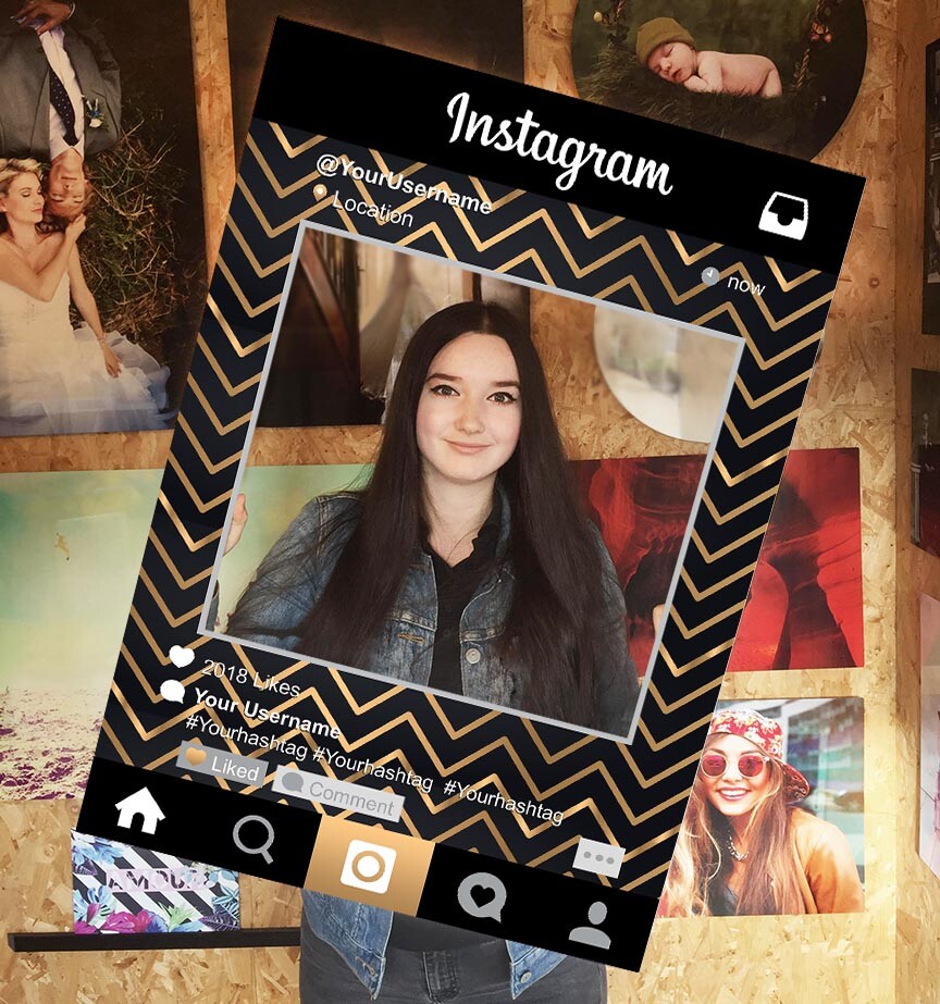 SB5-101 Personalised Selfie Frame Instagram Selfie Board Party Black ...