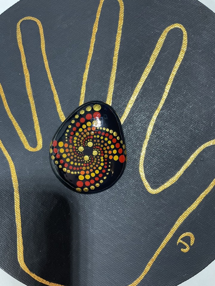 Fall Swirl Mandala - Painted Rock - From YouTube - By Jadel Rocks | eBay