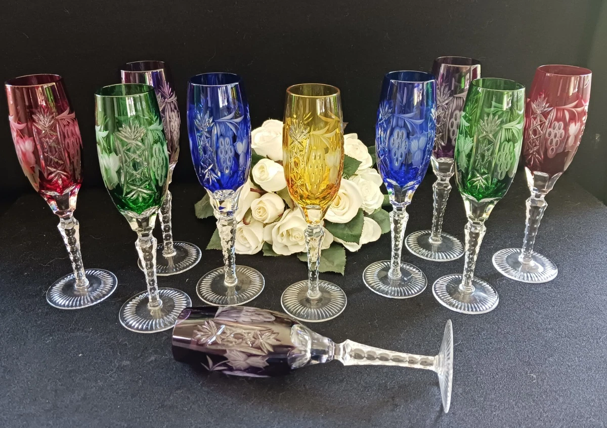 Colored Crystal Champagne Flutes