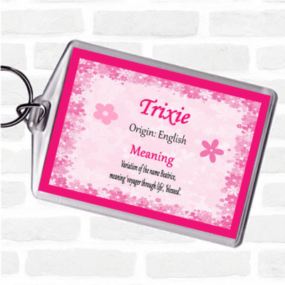 Trixie Name Meaning Bag Tag Keychain Keyring Pink | eBay UK