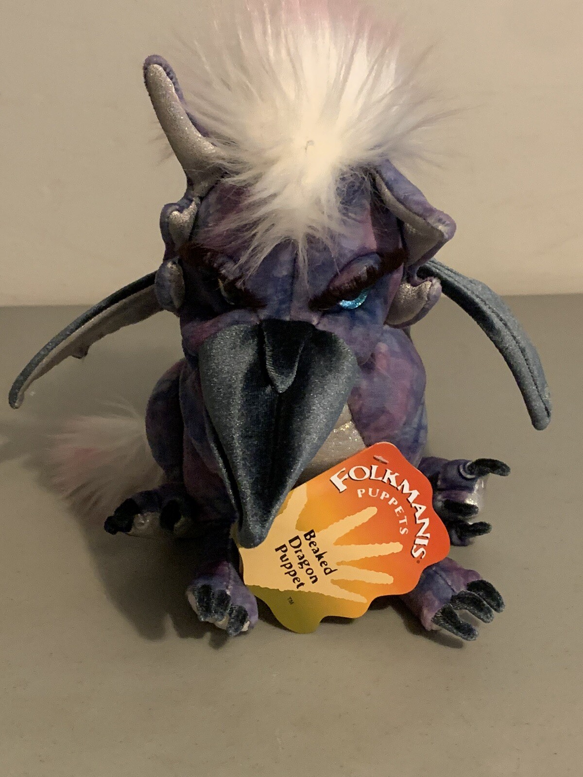 Brand New Folkmanis Beaked Dragon Hand Puppet Purple Black White With ...