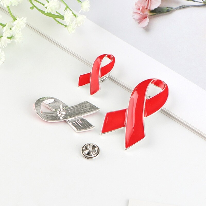 Ribbon Brooch HIV AIDS Awareness Lapel Pin Buttons Badges Clothing ...