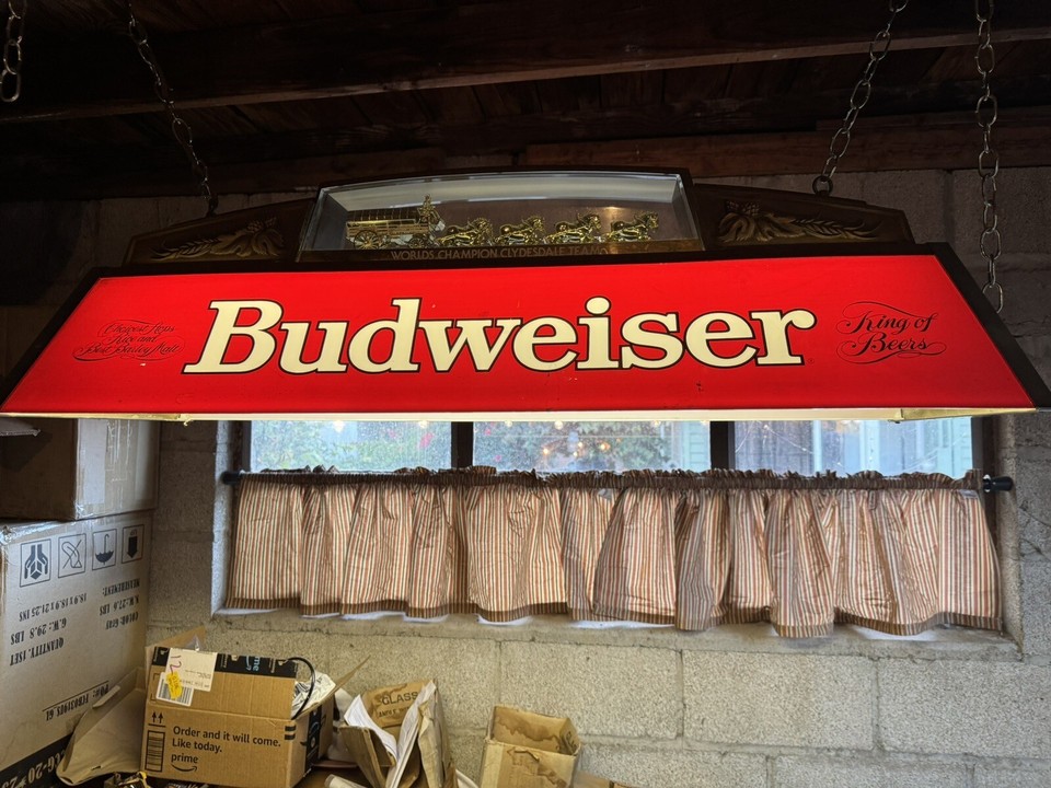 Vint Anheuser-Busch BUDWEISER BEER Clydesdales Hanging Pool Table Bar ...