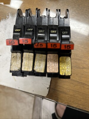 *LOT OF 5* Federal Pacific FPE NC115 Thin Circuit Breakers 15 Amp 120 ...