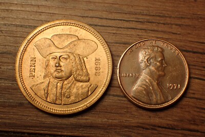 WILLIAM PENN PENNSYLVANIA BICENTENNIAL CELEBRATION TOKEN from 1682-1882 ...