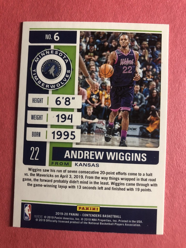 Andrew Wiggins 2019-20 Panini Contenders Card #6 Season Ticket | eBay