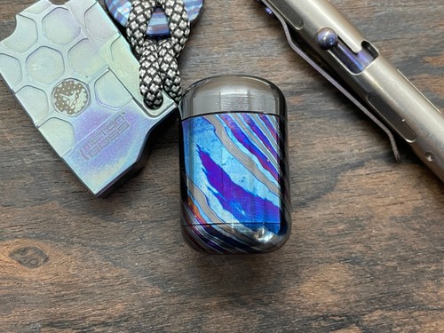 ZircuTi Black Timascus Black Zirconium pocket Pill Box Stash box Meton ...