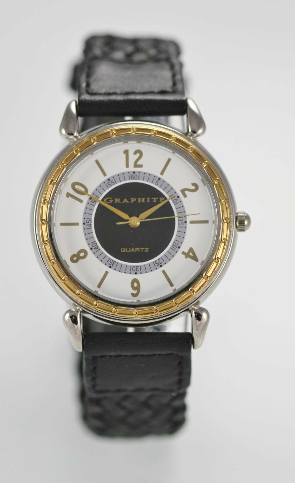 Graphite White Mens Stainless Gold Silver Black Leather Battery Quartz ...