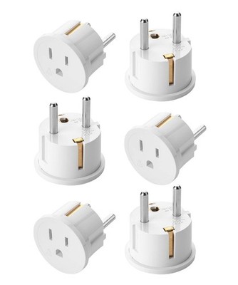 6 Pack European Travel Plug Adapter Type E/F US to Europe EU Plug for ...