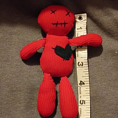 handmade black Voodoo Doll Plush with red Heart and Stitched Face, 5 ...