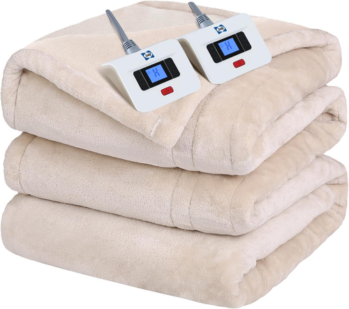 Electric Blanket Queen Size, Flannel Heated Blanket with 10 Heating ...