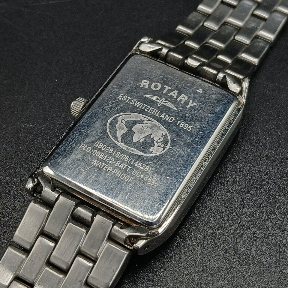 Rotary Tank Watch Silver Stainless Steel Unisex GB02818/06 Dress Watch ...