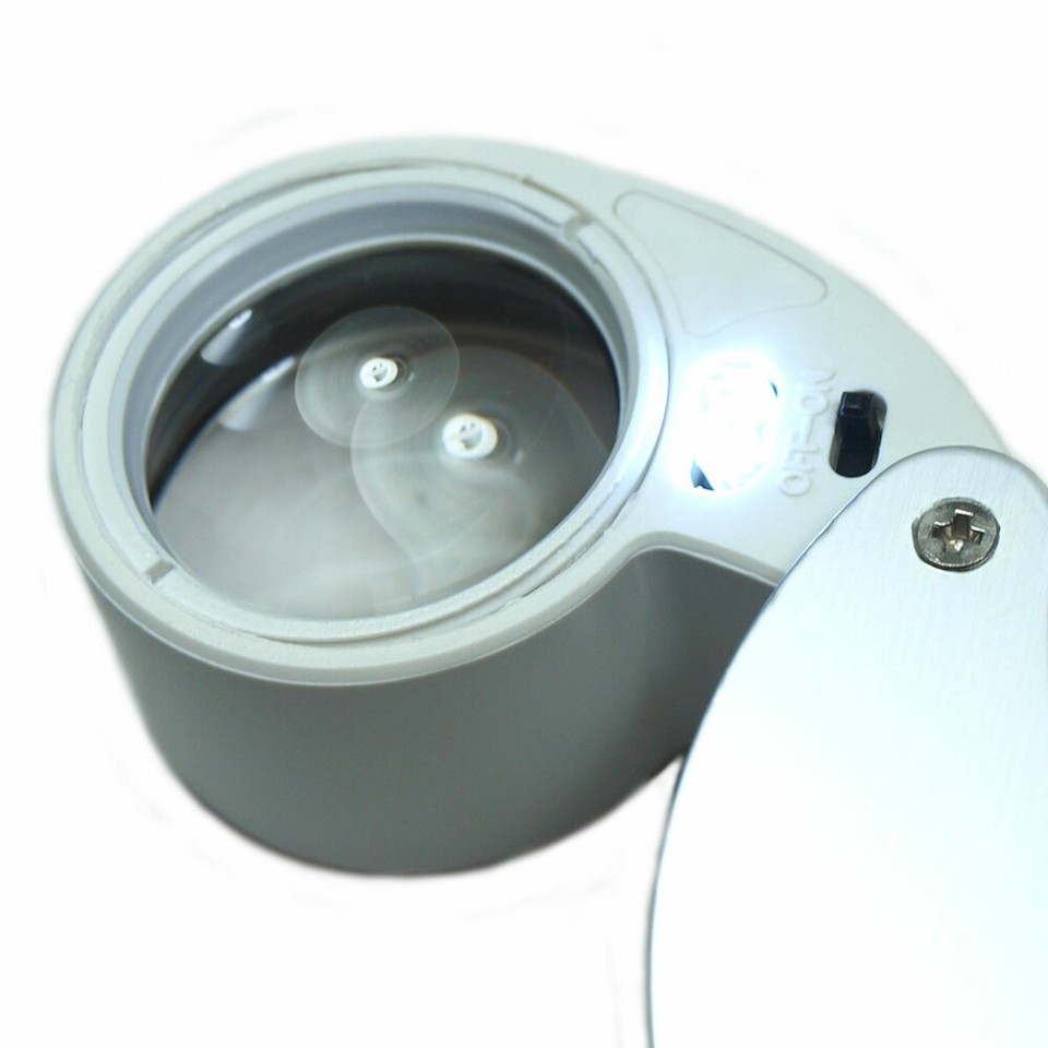 40X 25mm Illuminated Magnifier Jeweler LED Lighted Loupe Loop with Case ...