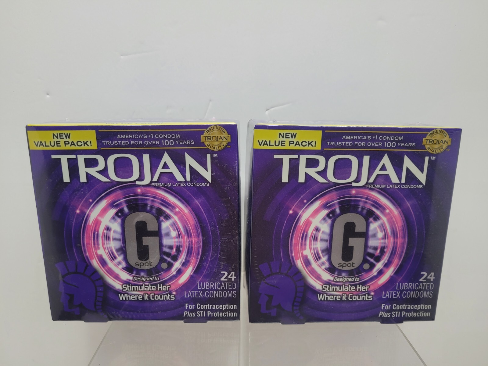 24pk Trojan G Spot Premium Lubricated Latex Condoms STI Protection ...