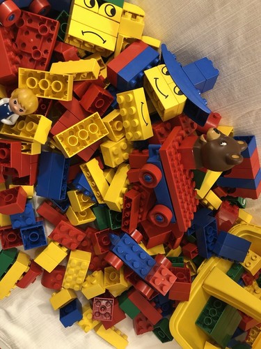 VTG DUPLO LEGOS lot of 330 + 2 yellow storage buckets #1797 & #2266 ...