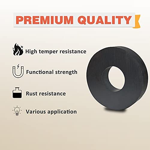 TSUYA Ferrite Ring Magnets for Crafts, Round Magnets with Hole Bulk 40 ...