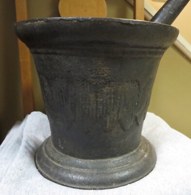 CALIF 19th C. Cast Iron Mortar And Pestle. California Mining. | eBay
