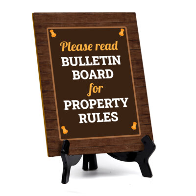 Please Read Bulletin Board For Property Rules Table Sign With Acrylic ...