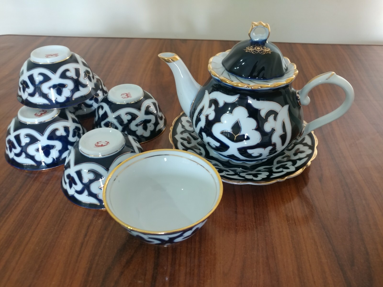 Uzbek / Uzbekistan PAHTAGUL / cotton Teapot / tea Set. Made in ...
