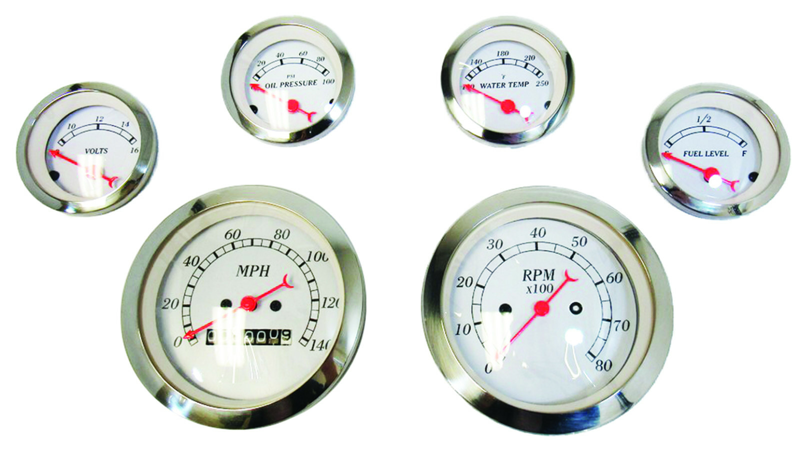 Classic 6 Gauge Set Mechanical Speedometer Street Hot Rod Chevy Ford ...