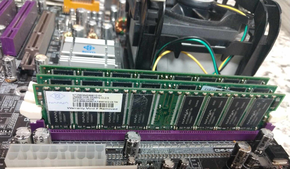 Rare SOYO Motherboard SY-P4I845PE 3x 256mb RAM, Pentium 4 CPU + IO ...