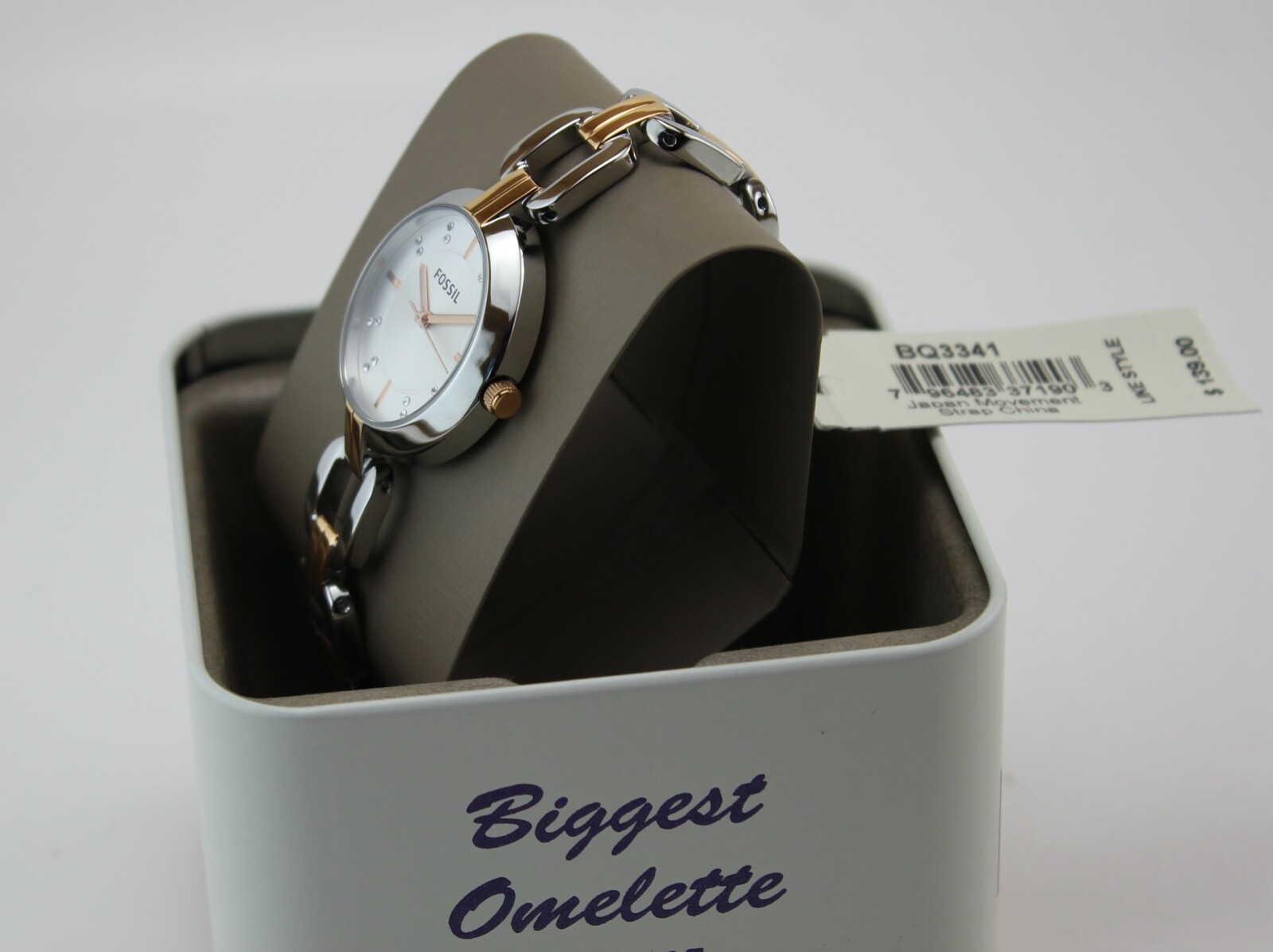 Fossil Kerrigan 32mm Silver Stainless Steel Case and Silver/Rose Gold ...