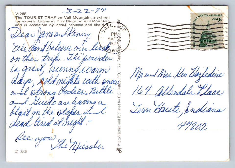 Vintage Postcard Tourist Trap Vail Mountain Colorado | eBay