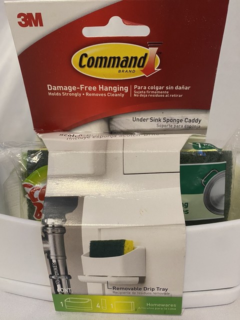 Command 17609-hwes Sink Caddy Holder 4-medium Strips 1 Scotch-brite ...