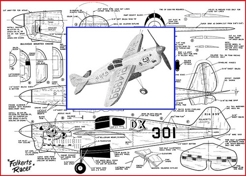 Model Airplane Plans (UC): Folkerts SK-3 'Jupiter' 20" Scale Racer .099 ...