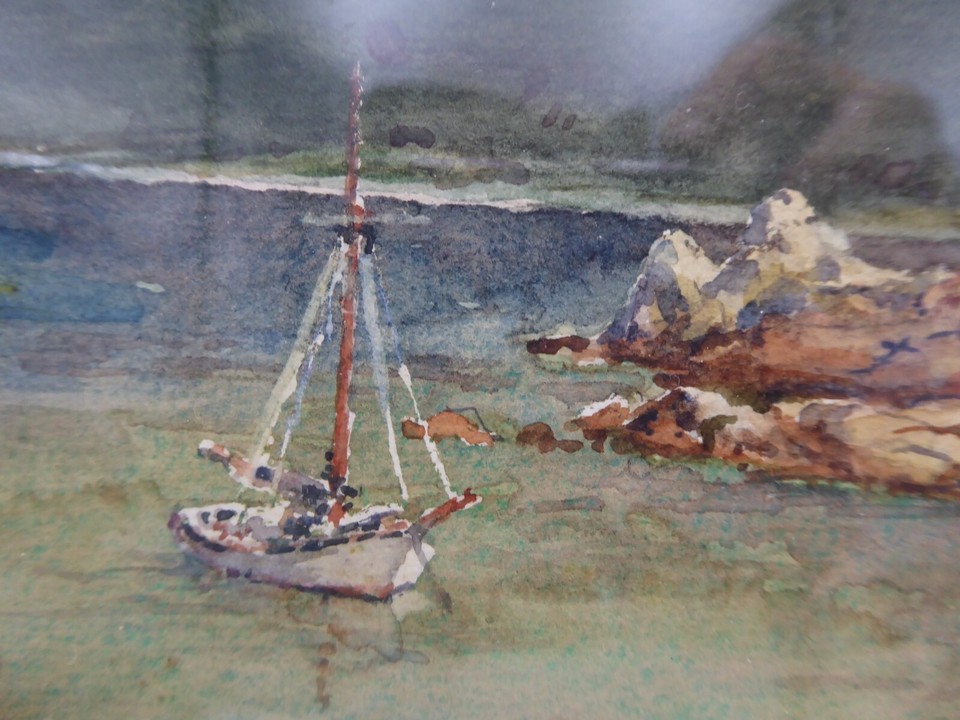 EARLY FRAMED WATERCOLOUR PAINTING BOAT IN RIVER | eBay Australia