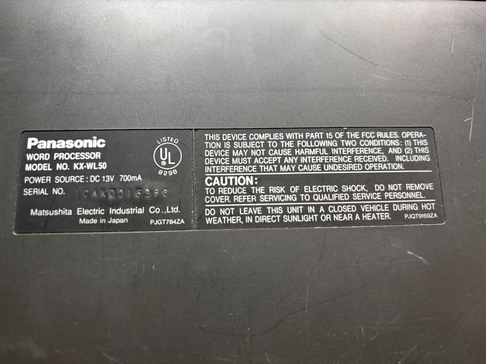 Panasonic Laptop Word Processor KX-WL50 Tested No Power Cable | eBay