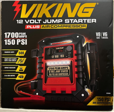 Viking 1700 Amp Peak Jump Starter and Power Pack, Air Compressor 57085 ...