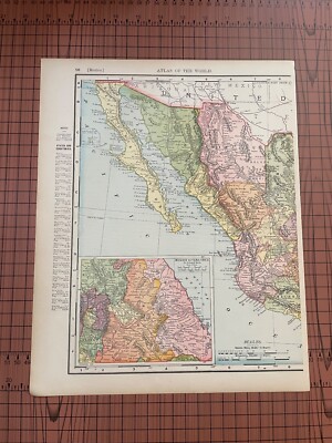 Antique Mexico Map 1890s Rand McNally Color Map North America West ...