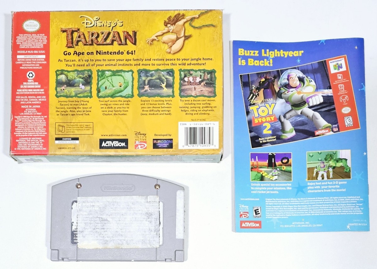 Activision Nintendo 64 Game Disney's Tarzan US CIB 3D Jungle Activision Nintendo 64 Game Disney's Tarzan US CIB 3D Jungle