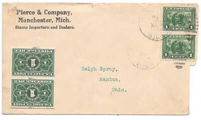 1914 - Manchester, Michigan - Scott #397 (2) & JQ1 Parcel Post ...