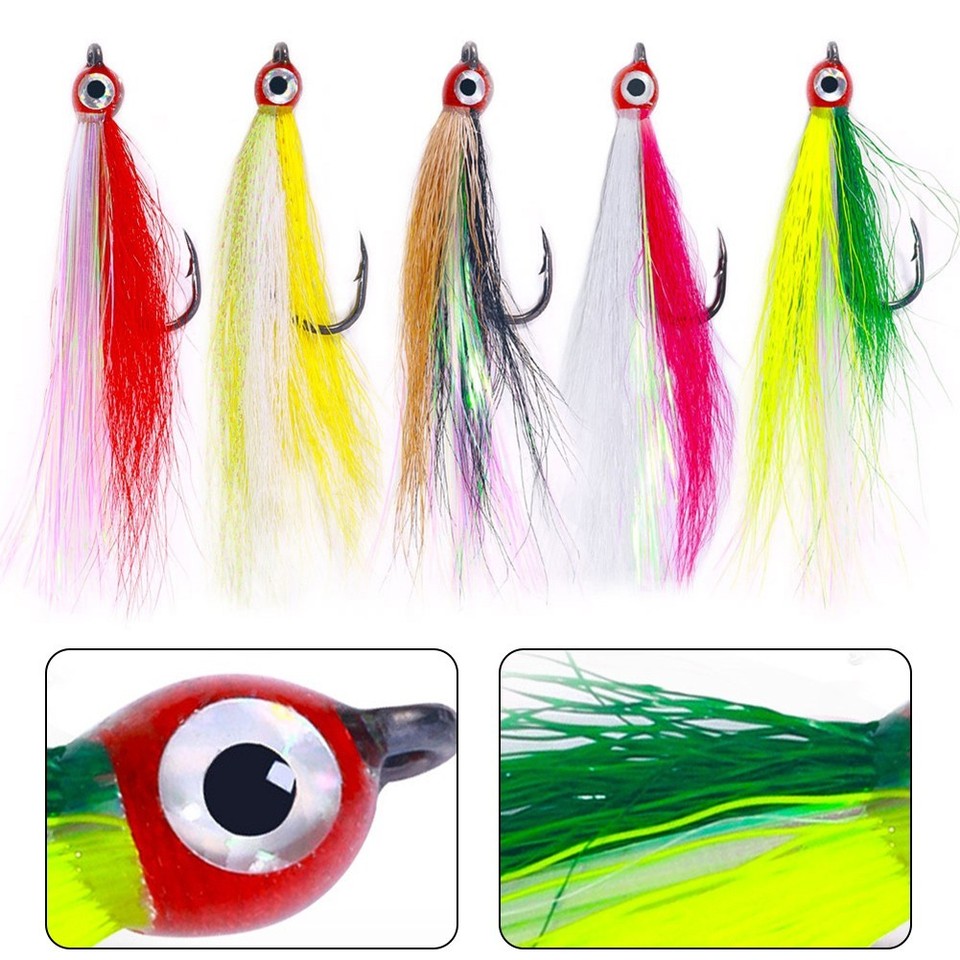 4# Bucktail Hook 5pcs Fishing Fish Bucktail Fish Mix Colors With ...