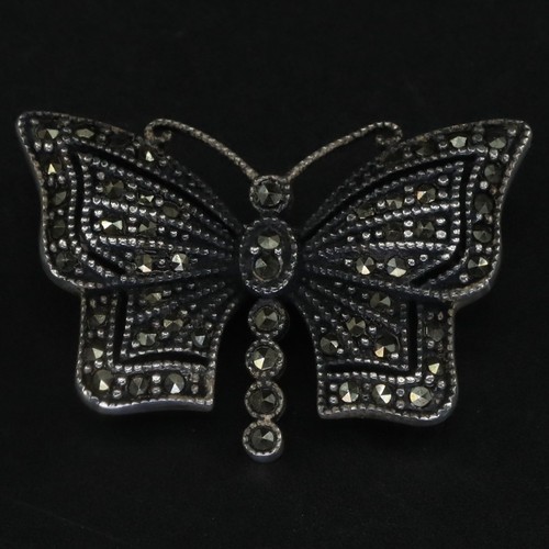 Sterling Silver - JUDITH JACK Marcasite Butterfly Insect Brooch Pin ...