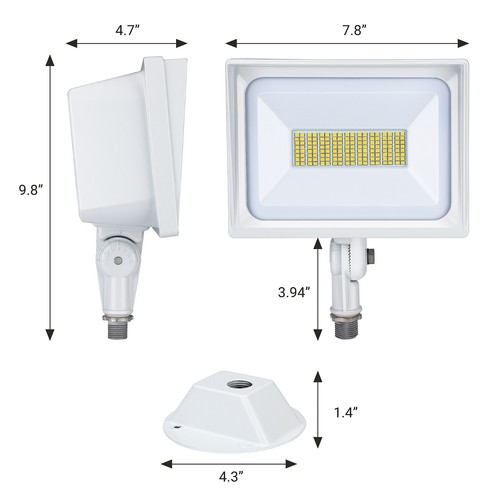 DEWENWILS 2-Pack 65W LED Flood Light Outdoor,Adjustable Knuckle Mount ...