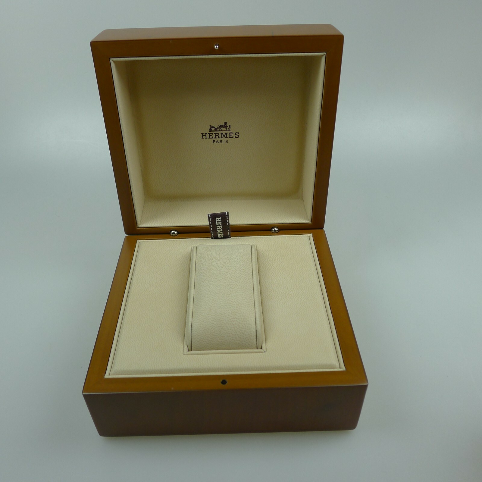 Hermes Brown Wood Watch Box with Instruction Chronograph Clipper | eBay