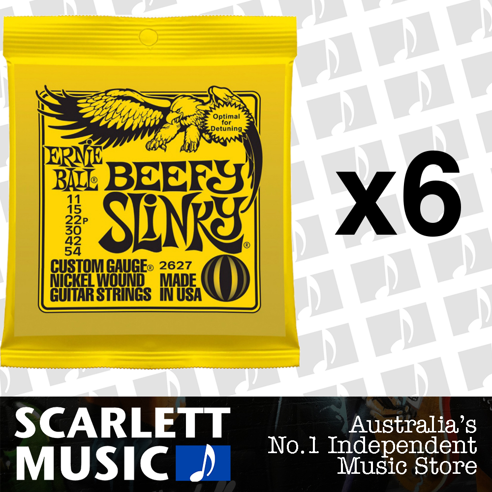 6x Ernie Ball Beefy Slinky 11-54 Electric Guitar Strings *SET OF 6 ...