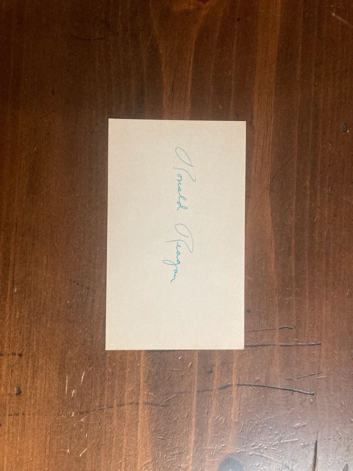 Ronald Reagan Signed Autograph 3x5 Vint Index Card signed In Green ...