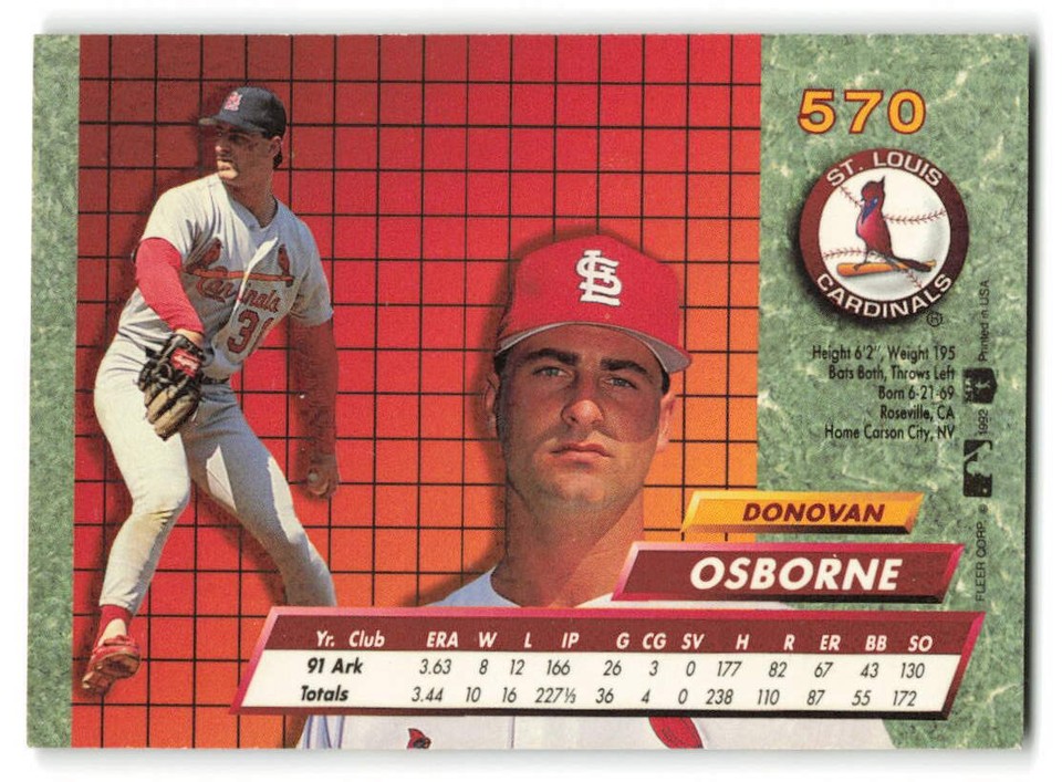 Donovan Osborne 1992 Ultra BASEBALL #570 St. Louis Cardinals | eBay