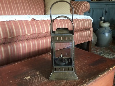 ANTIQUE AMERICAN PRIMITIVE BRASS OIL FLUID BURNING TRAVEL CARRIAGE ...