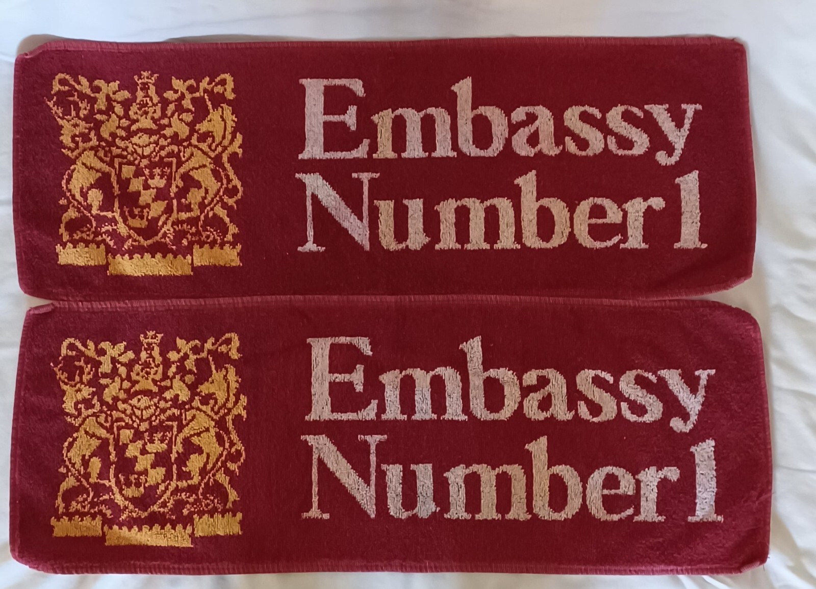 2 Vintage Rare Beer Bar Towel Mat - 1970's Embassy Number 1- Man Cave ...