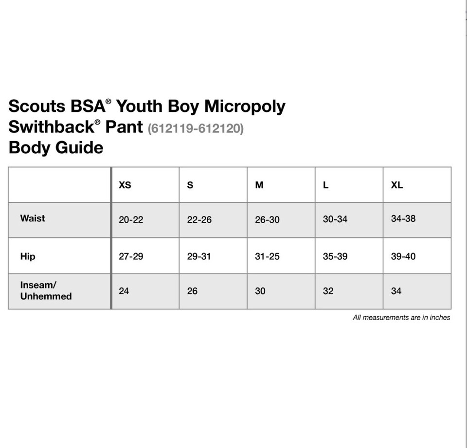 Scouts BSA Polyester Microfiber Poly Uniform Switchback Pant, Youth ...